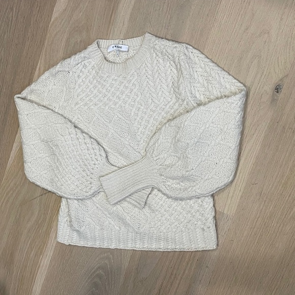 Frame Denim | Sweaters | Frame Balloonsleeve Aranknit Woolblend Sweater ...